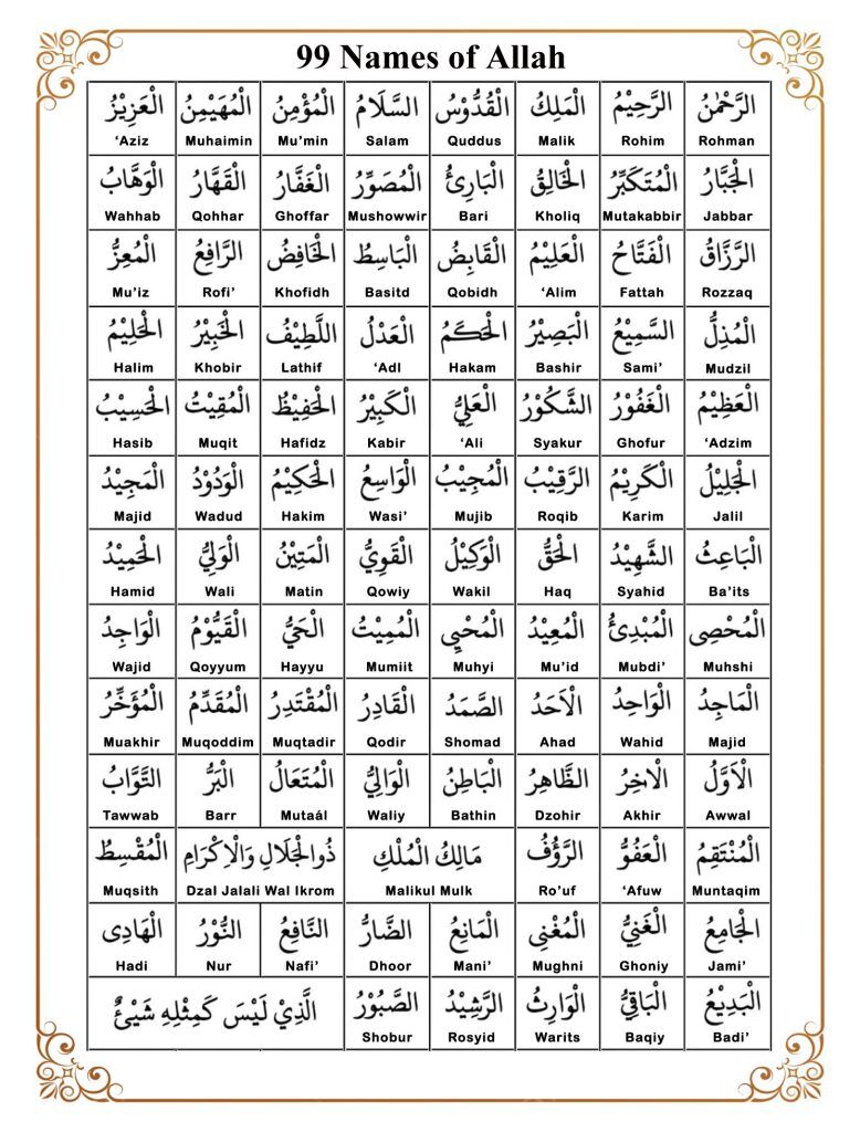 99 Names of Allah PDF | Al Asma ul Husna | PDF Download - Islamic Info ...