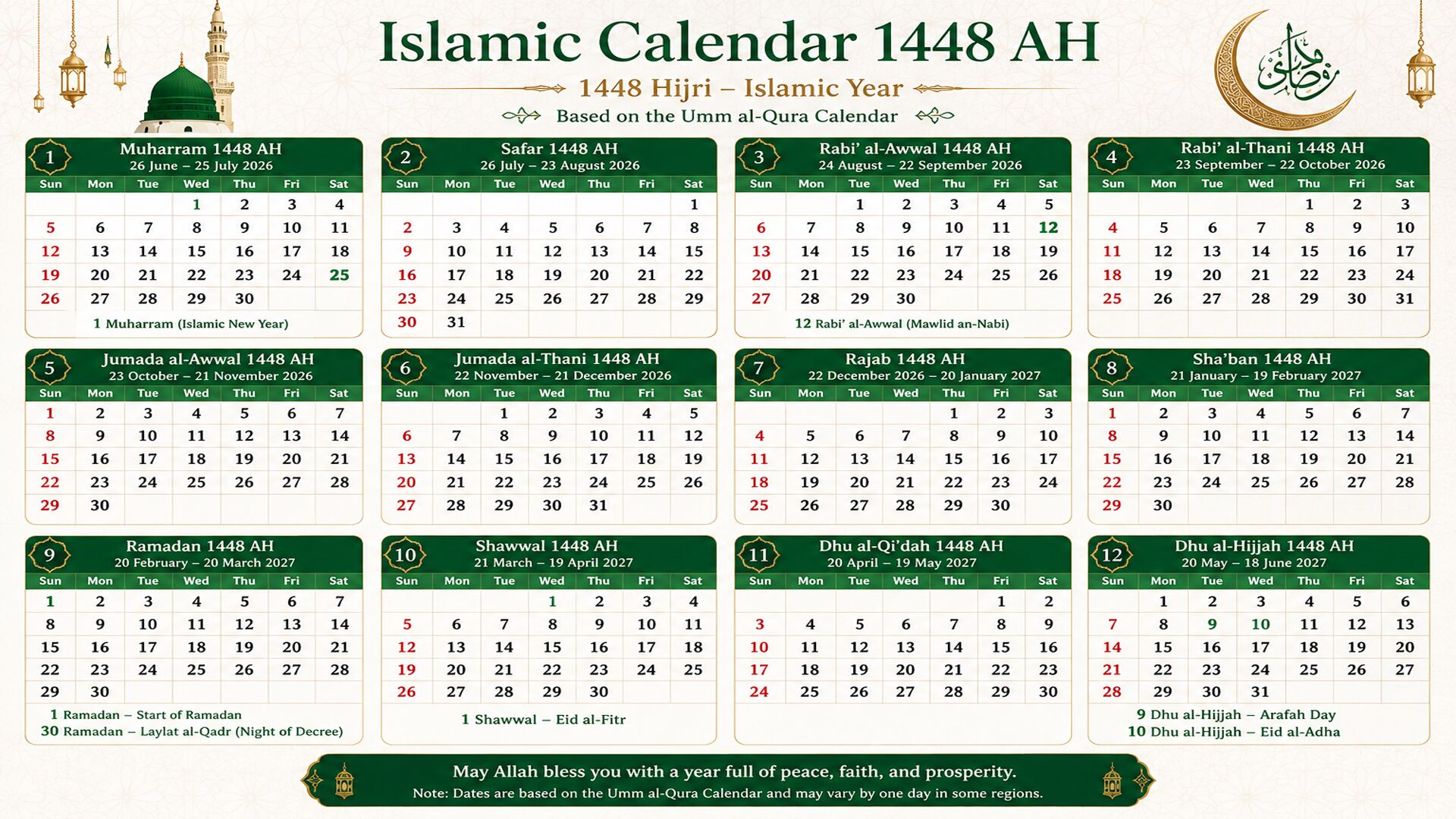 Islamic Calendar 1448: Ultimate Guide to Key Hijri Dates - Islamic Info ...